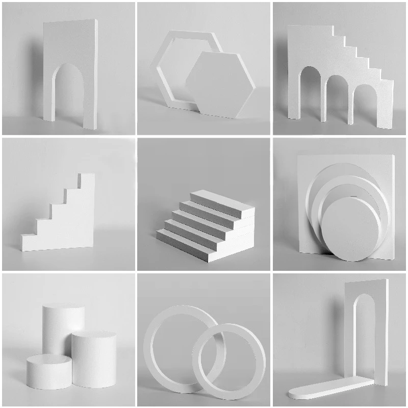 White Geometry Wooden Cube Shoot Props Photo Studio Accessories ...