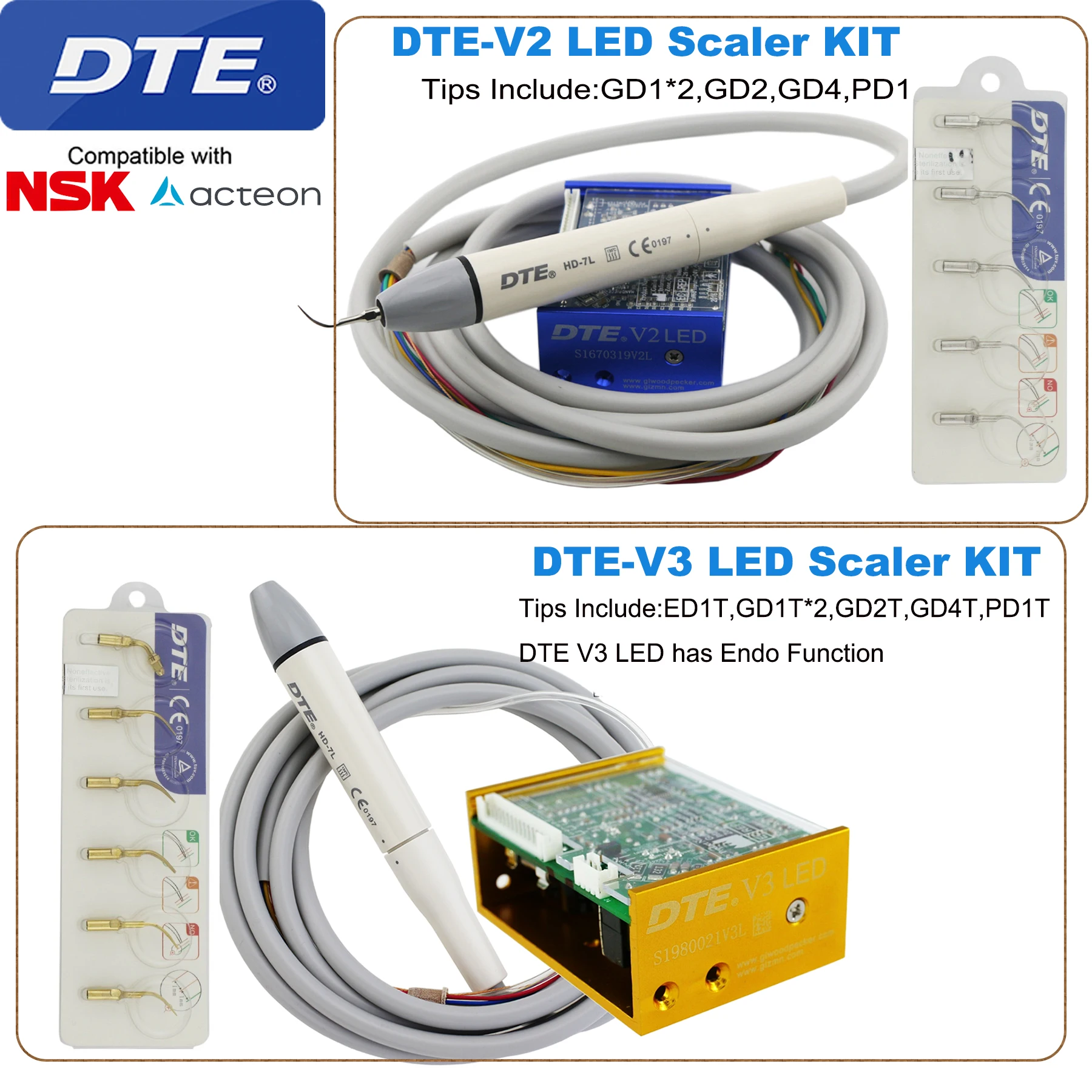 ウッドペッカー DTE 歯科超音波スケーラー V2/V3-LED HD-7L スケーラーハンドピースフィット NSK ACTEON ...
