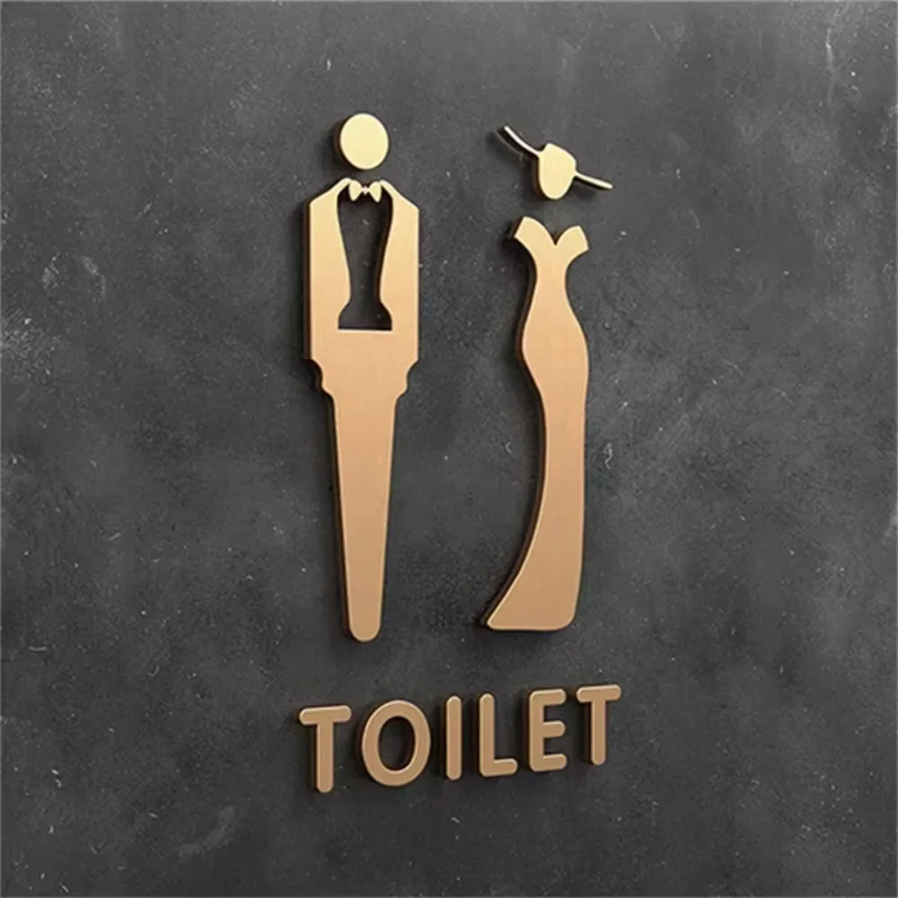 Acrylic 3D Arrow Toilet Sign Plate in Elegant Style for Wash Room Door ...