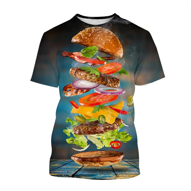 Hamburg French Fries Graphic T Shirt Men 3D Printed Funny Food T-shirt ...