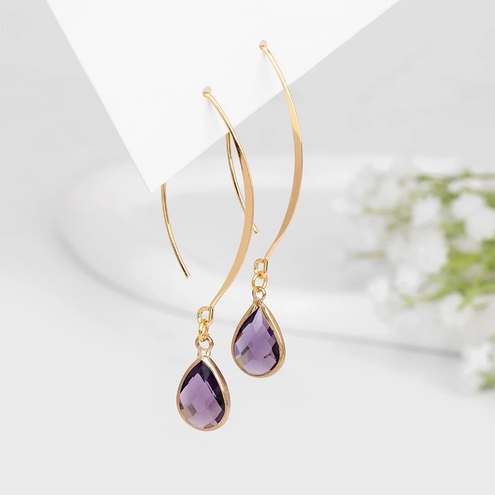 Fashion Crystal Water Drop Earring For Women Opal Amethysts Pink ...