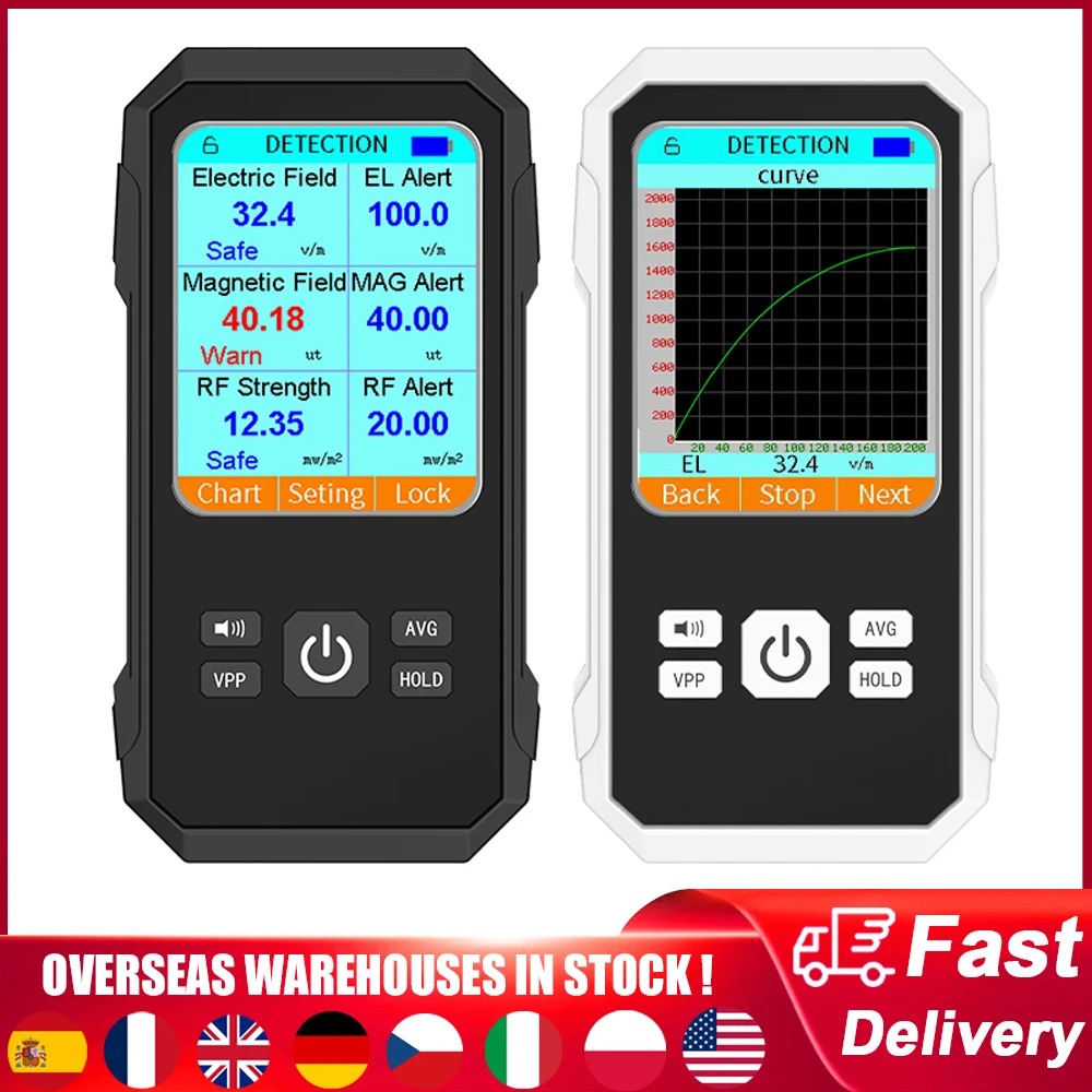 3in1 EMF Meter Electric Field Magnetic Field RF Radiation Detector ...