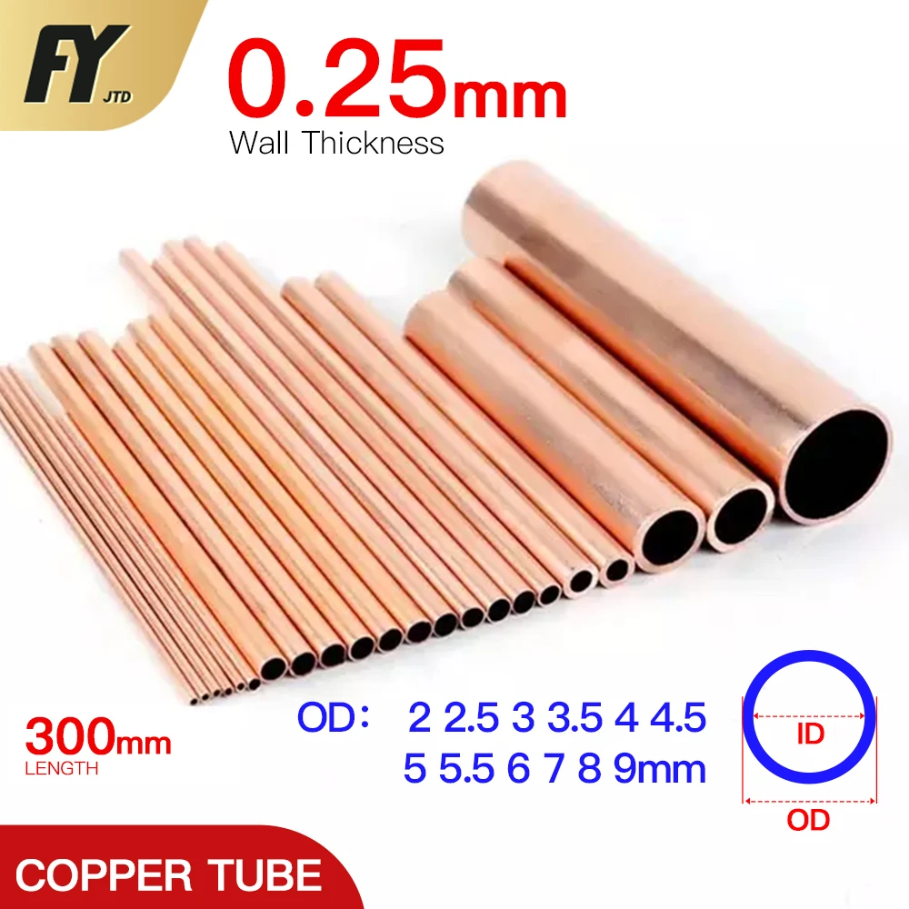 Fuyi Copper Pipe 0.25mm Wall Thickness 2-9mm Od 300 500mm Length Hollow ...