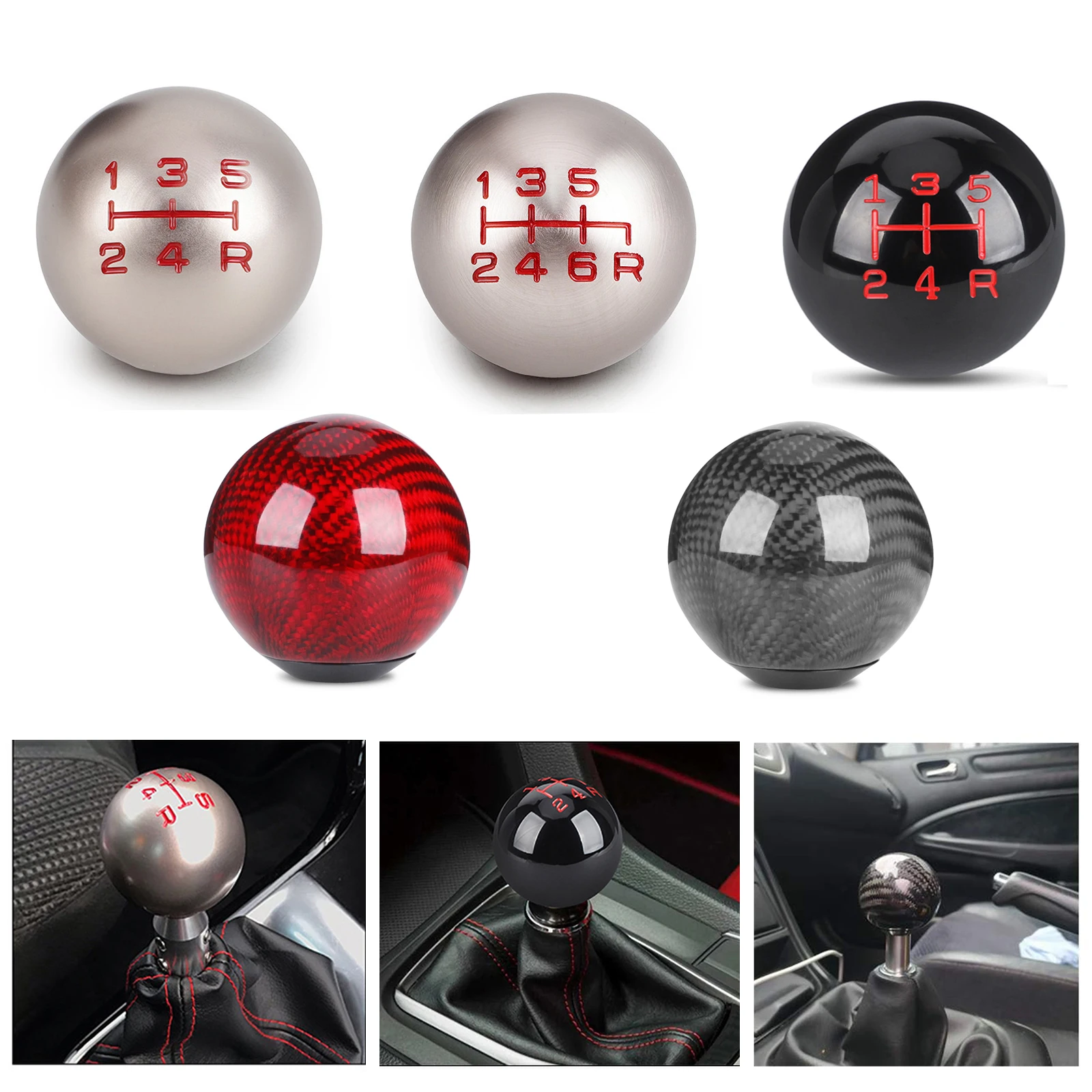Real-Carbon-Fiber-Universal-Car-Gear-Shift-Knob-Head-Shifter-Lever ...