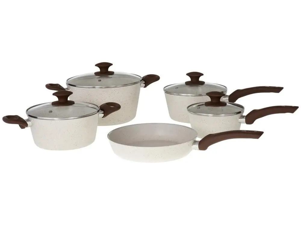 Cookware Set Brinox Aluminum Ceramic Coating Vanilla 5 Pieces Optima ...