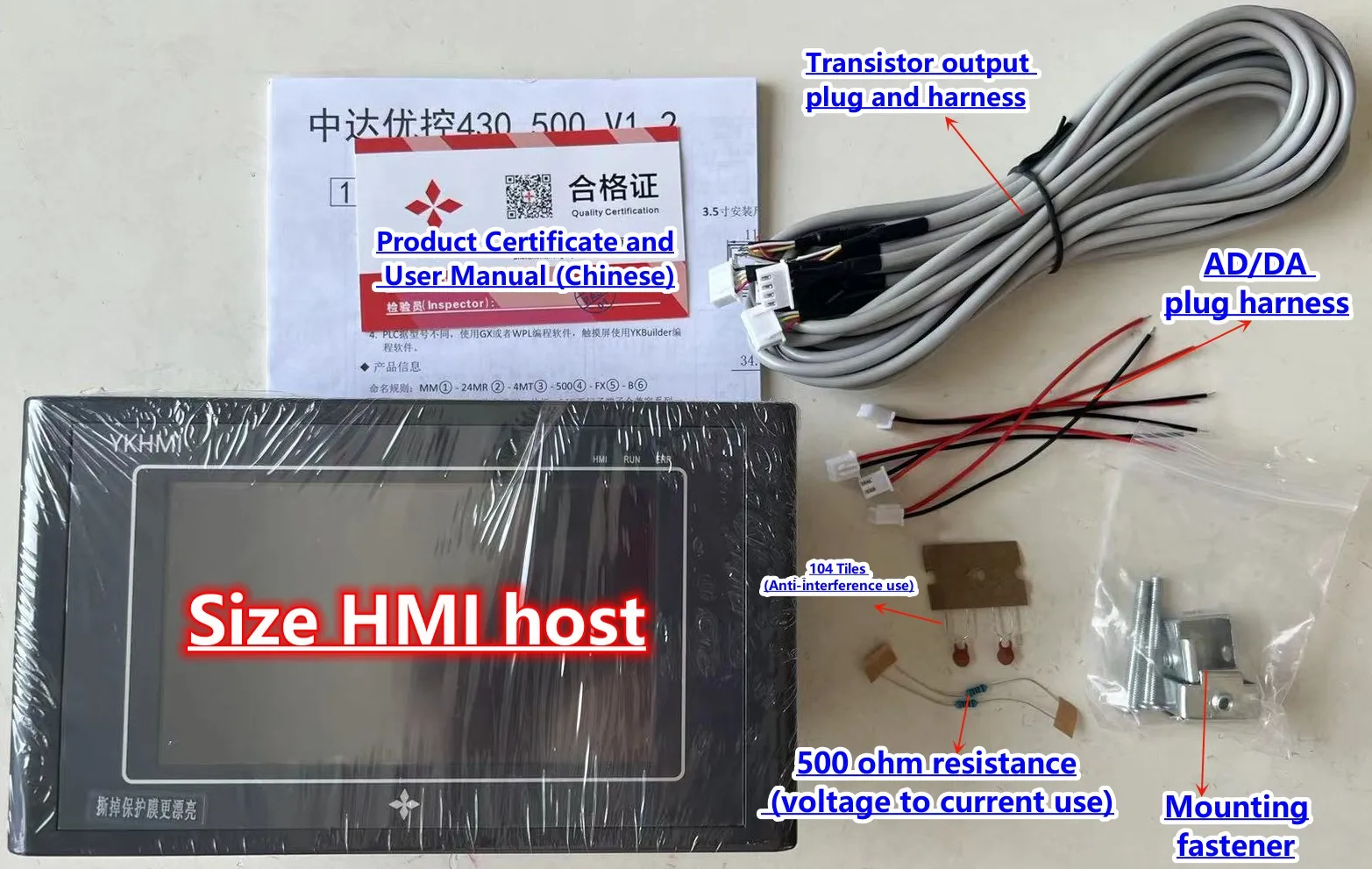 YKHMI PLC HMI all-in-one Integrated 2.8"programmable logic controller with touch screen built-in ...