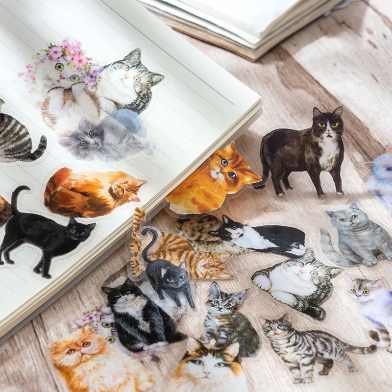 30 pcs/pack Kawaii Cartoon cat theme Stickers aesthetic Decorative ...