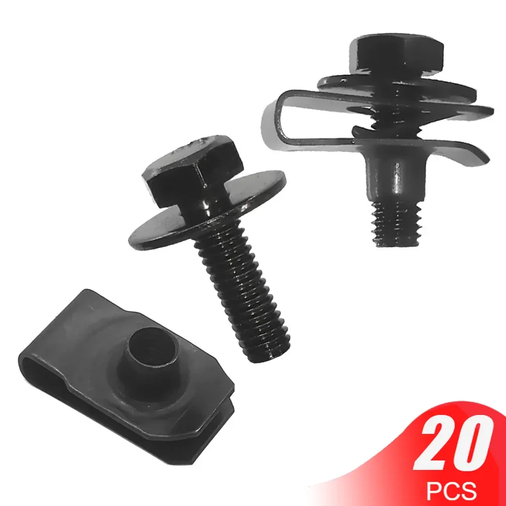 10sets-Car-Black-Metal-U-Type-Clips-M6-6mm-Reed-Nuts-Licence-Plate-Clip ...