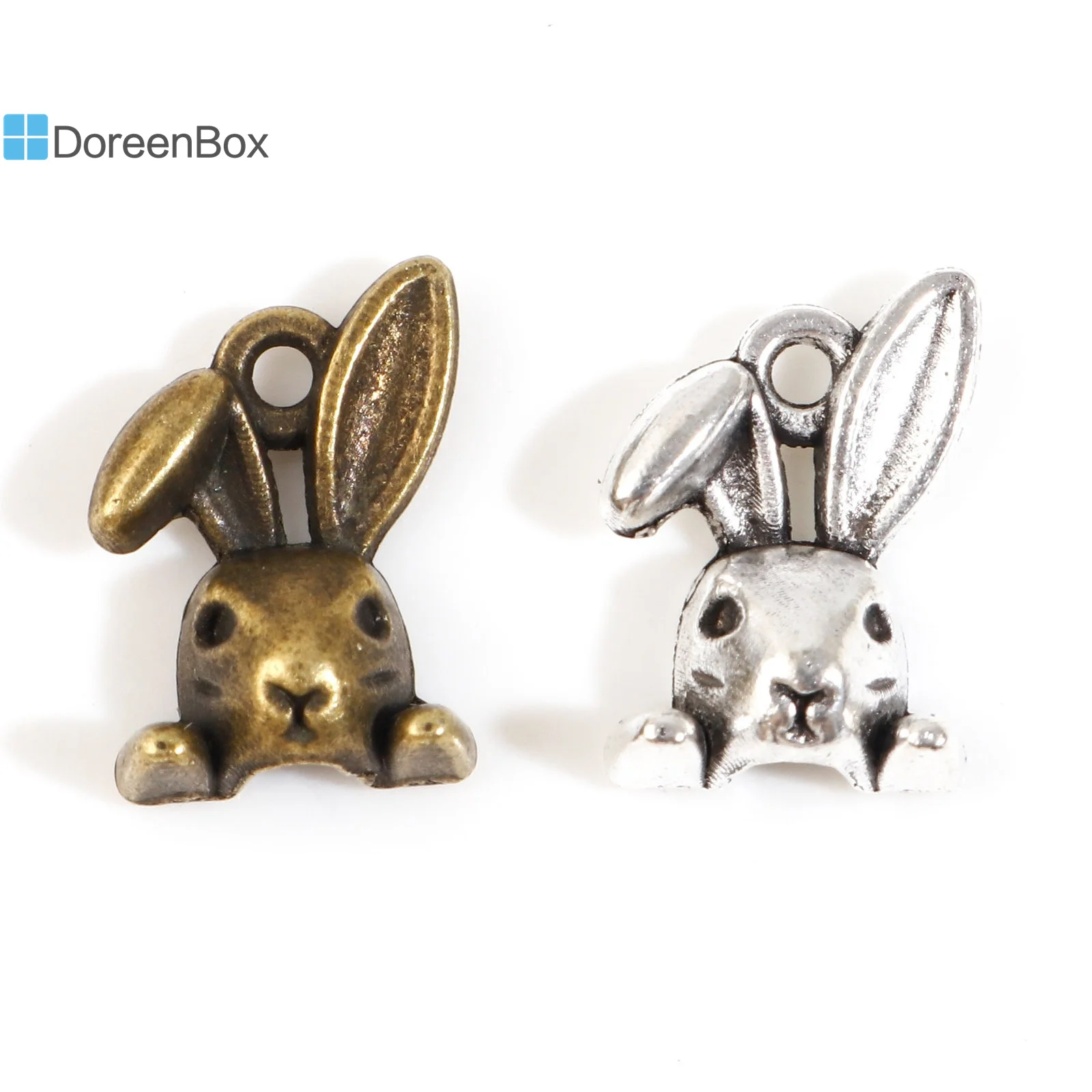 50PCs-Vintage-Rabbit-Charms-Antique-Silver-Color-Animal-Metal-Pendants ...