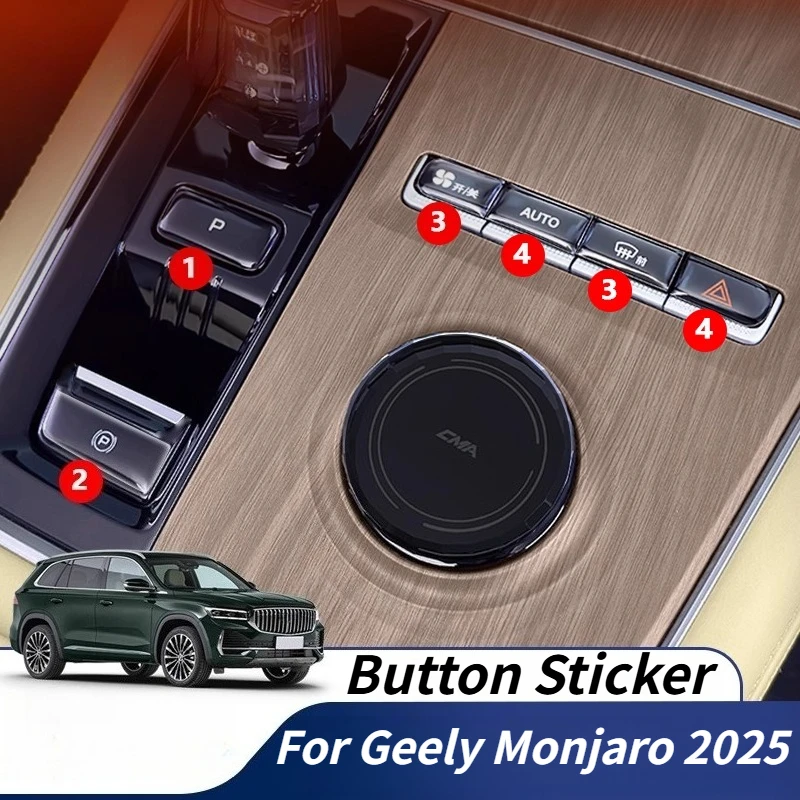 For Geely Monjaro 2025 Center Console Button Silicone Seal Sticker ...