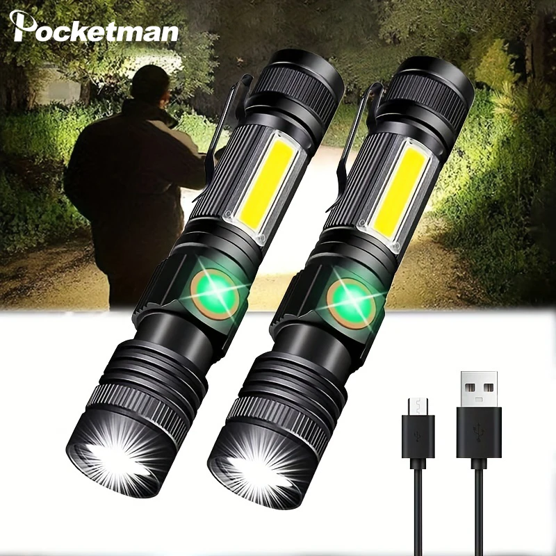 Portable-Zoomable-Magnetic-LED-Flashlight-Waterproof-Torch-USB ...