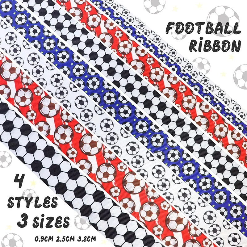 10Yards-9mm-25mm-38mm-Sports-Soccer-Football-Print-Grosgrain-Ribbon-For ...