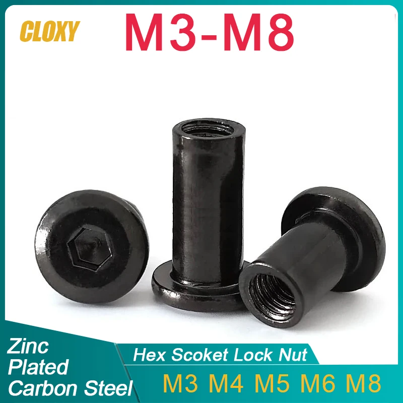 50-20-10PCS-M3-M4-M5-M6-M8-Black-Carbon-Steel-Large-Flat-Hex-Hexagon ...
