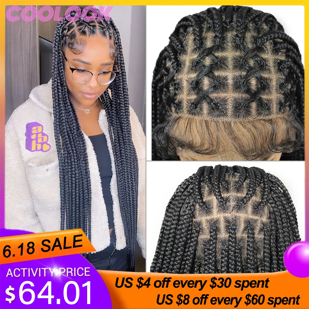 36‘’ Full Lace Front braided Wig Super Long Criss Cross Knotless Braids ...