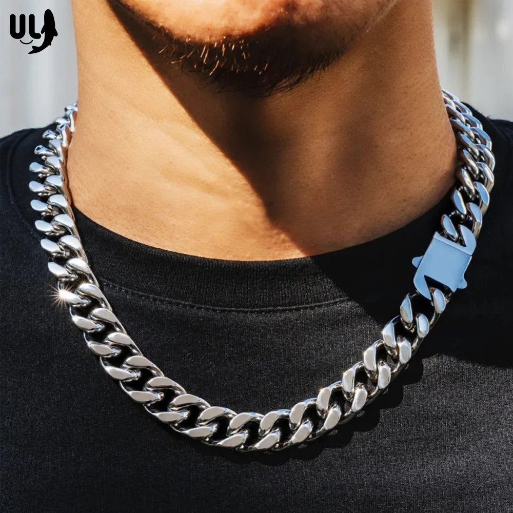 Corde-J-Collier-Maillons-Cubains-en-Acier-Inoxydable-pour-Homme-Punk ...