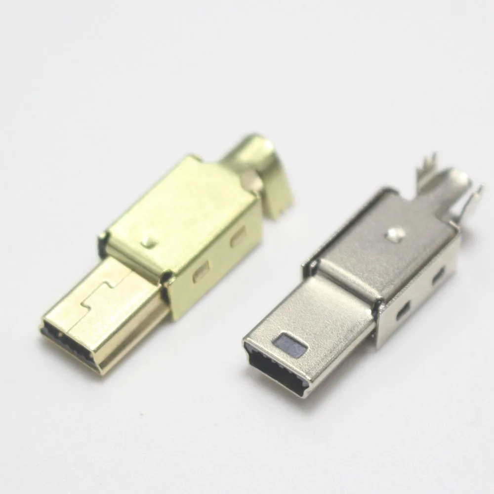 5sets-Mini-USB-5PIN-Welding-Type-Male-Plug-Gold-Plated-Connectors-4P ...