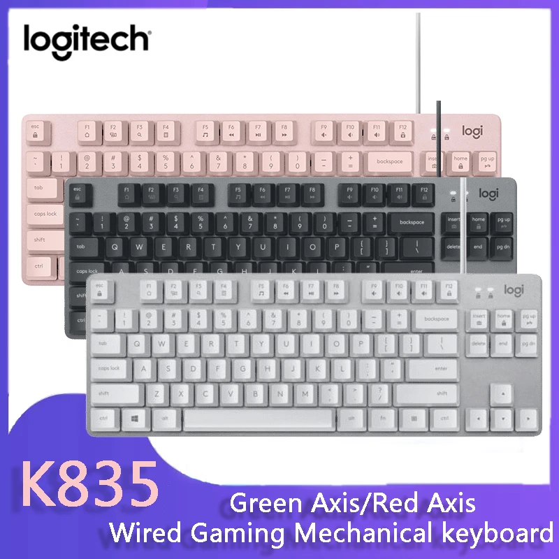 Logitech Teclado mecánico K835 con cable, 84 teclas, interruptor rojo/azul para ordenador de ...