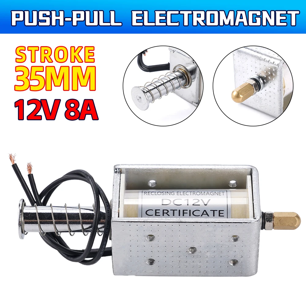 Electric Motor 35mm Long-Stroke Strong Push-Pull Solenoid DC 12V Motor ...