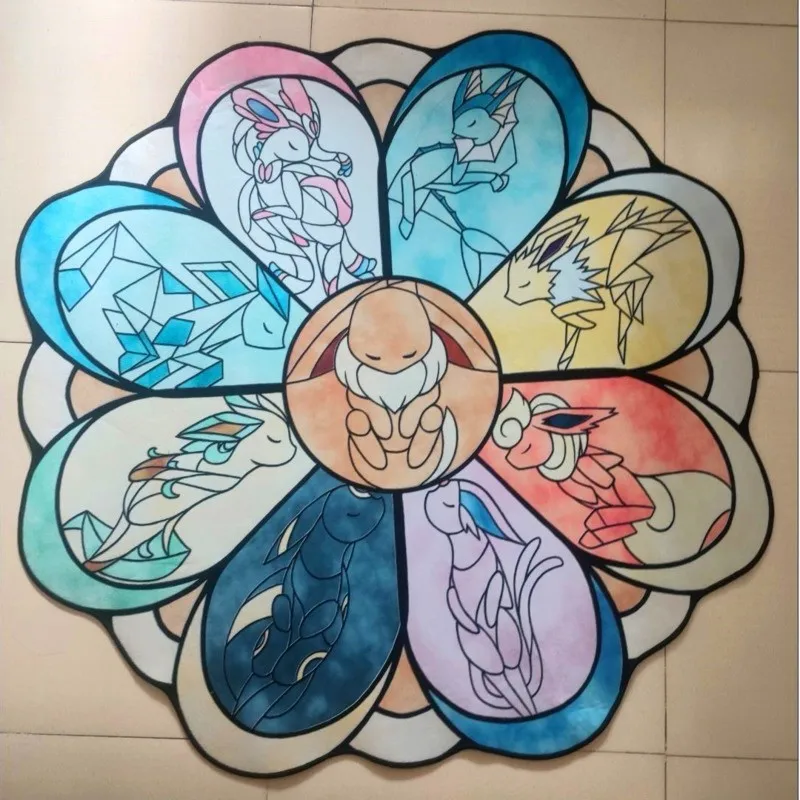 Pokemon-Carpet-Cartoon-Anime-Pikachu-Eevee-Family-Round-Rug-Sylveon ...