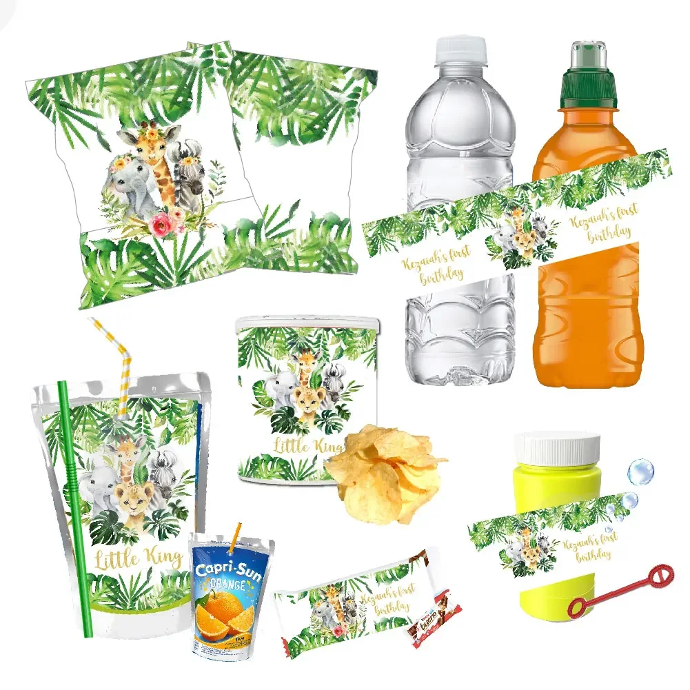 Custom-Jungle-Safari-Animal-Juice-Pouch-Bag-Labels-Waterproof-Favo ...