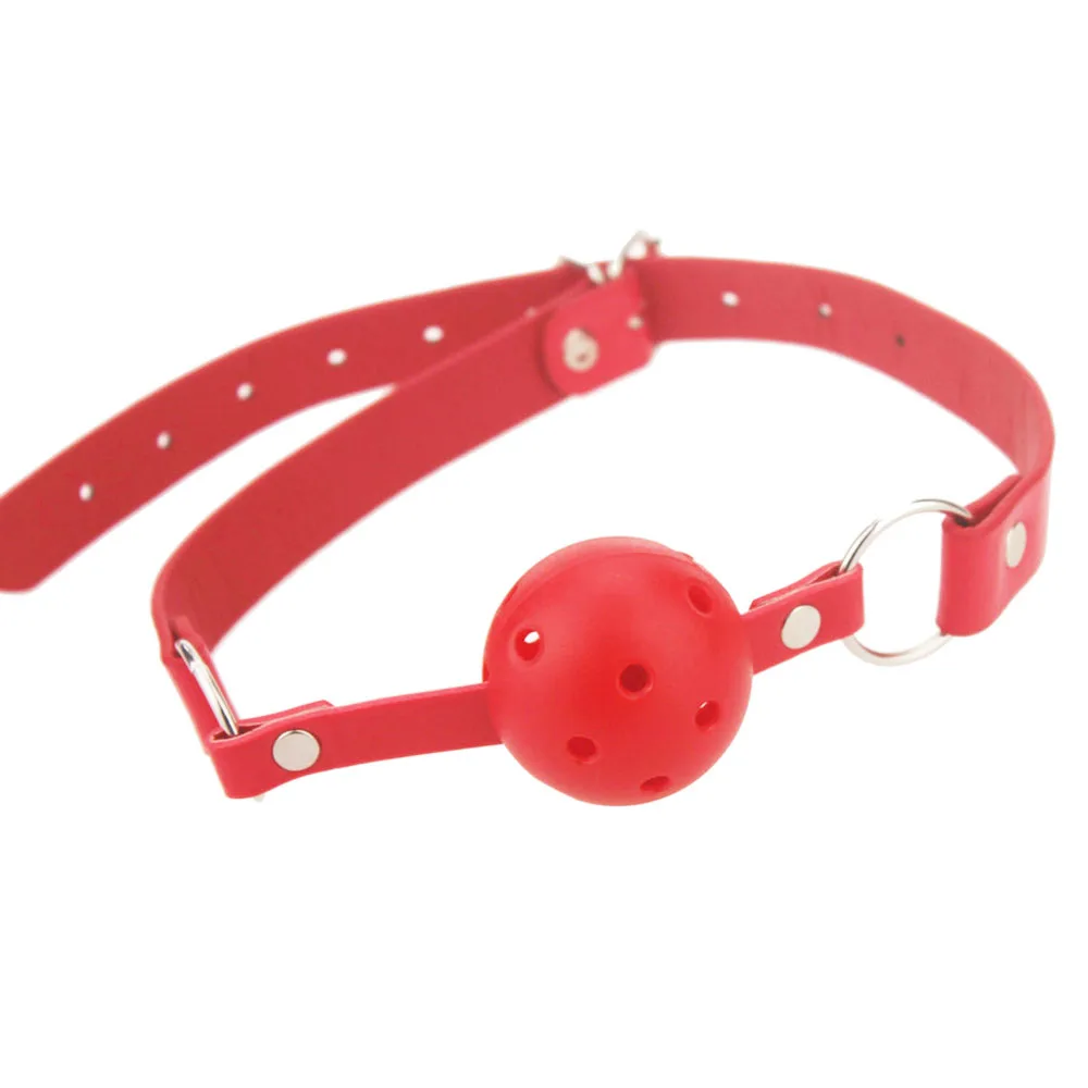 Sex Toys Red Ball Mouth Gag Oral Fixation mouth stuffed PU Leather ...