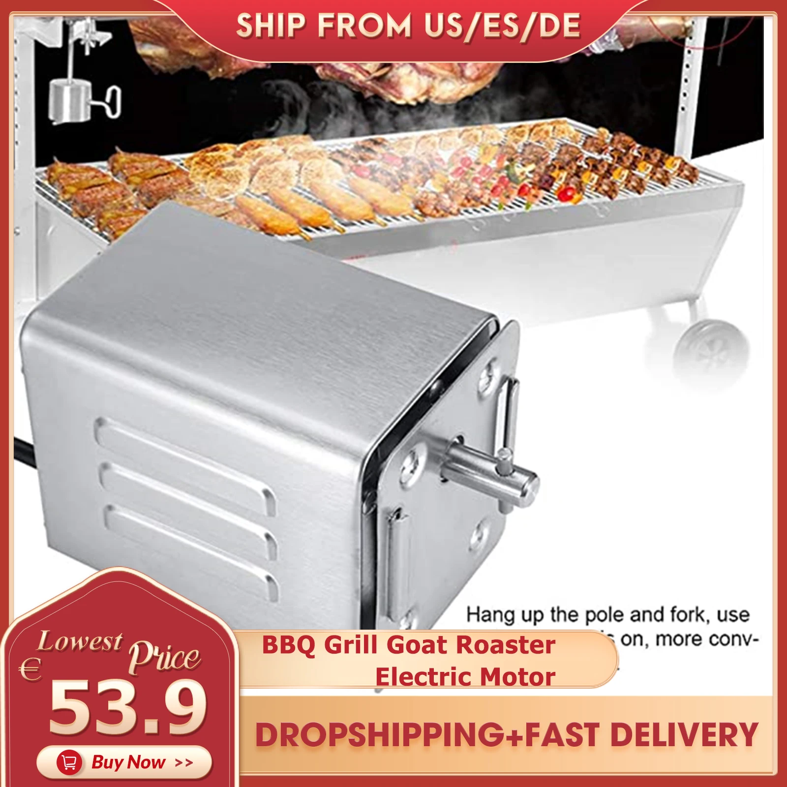 BBQ-Grill-Goat-Roaster-Electric-Motor-Stainless-Steel-Pig-Chicken-BBQ ...