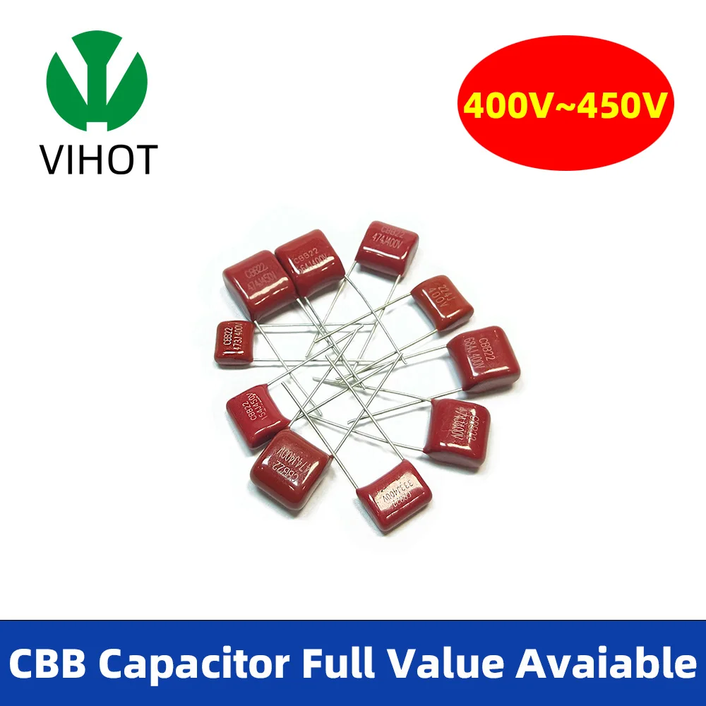 10Pcs 400V 450V CBB22 Polypropylene Film Capacitor 8/10/15/20/25MM 101 ...