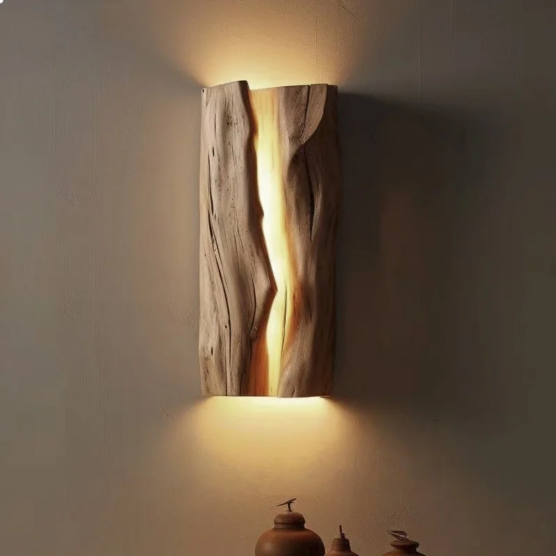 Solid Wood Wall Lamp Living Room Dining Room Wooden Light Tea Room ...