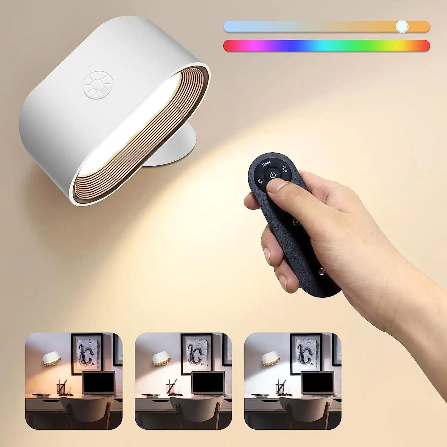 Remote-Control-Wall-Light-Touch-Night-Light-360-Degree-Rotation-Bedroom ...