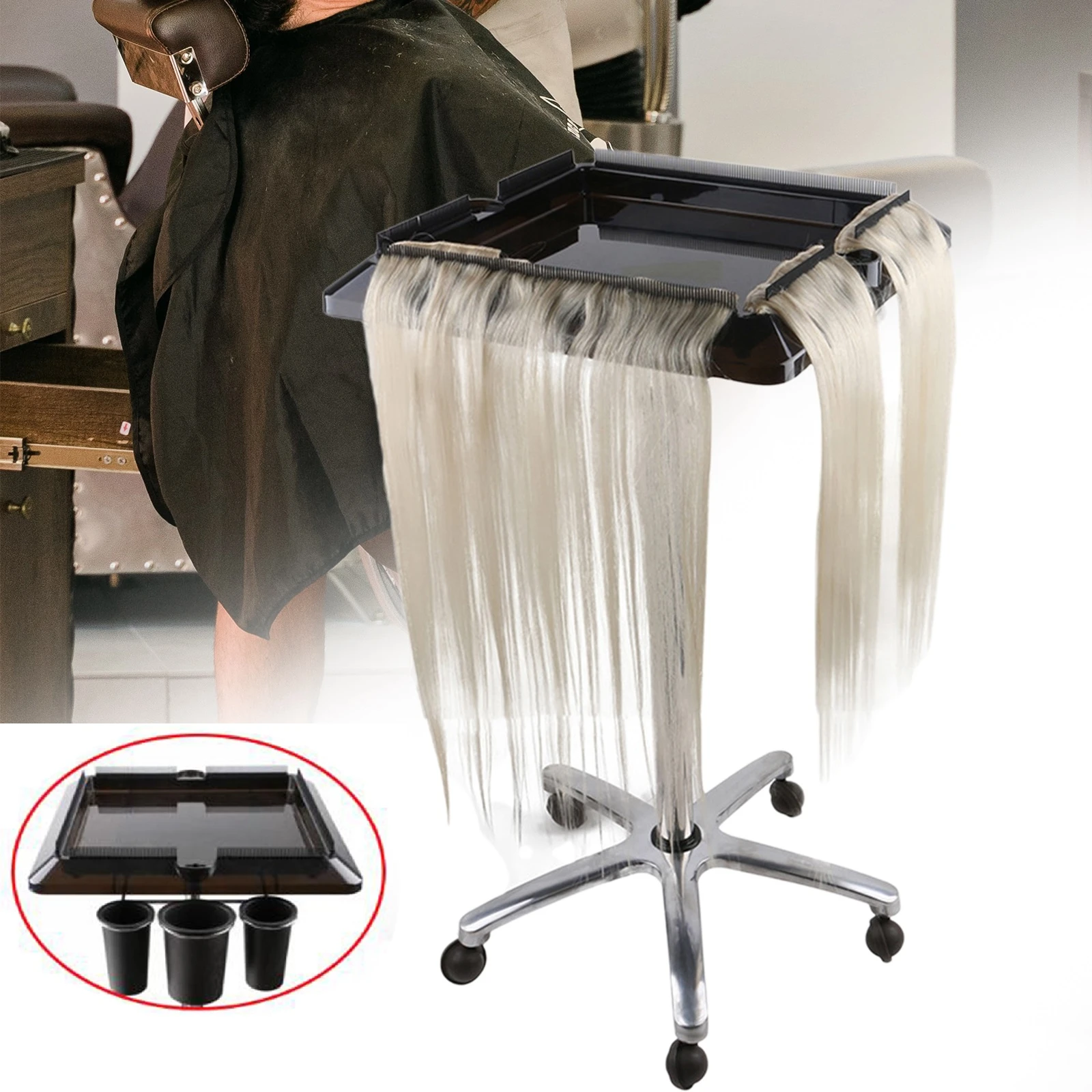 Beauty Salon Trolley Movable Hairdressing Hair Extension Tools Trolley ...