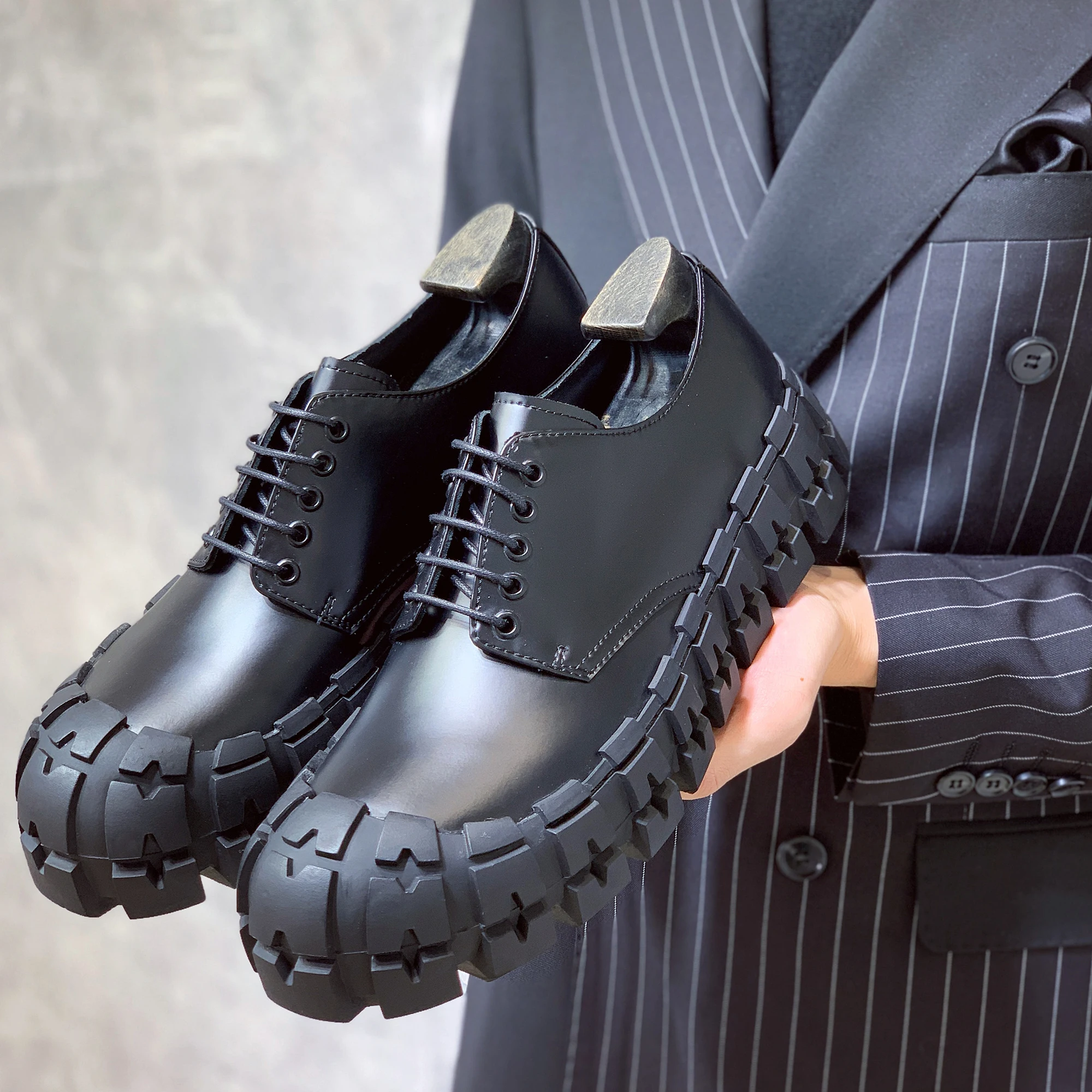 Autumn Platform Shoes Men Crocodile Pattern Leather Shoes Men Moccasin ...