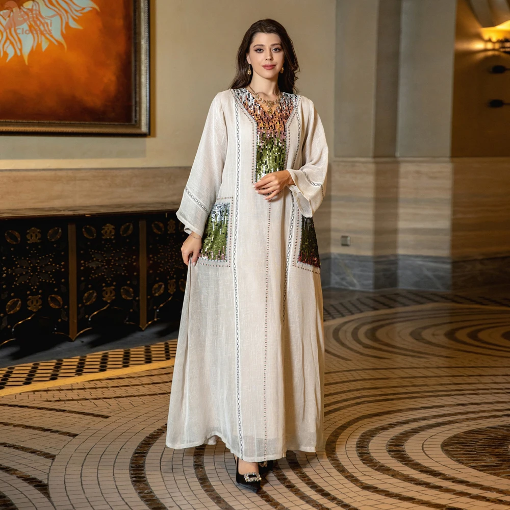 Luxury-Middle-East-Muslim-Dress-for-Women-Eid-Arab-Sequins-Abaya-Islam ...