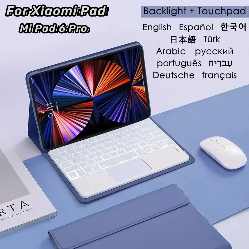 Capa-de-Teclado-Sem-Fio-Retroiluminado-para-Xiaomi-Pad-6-Pro-Russo ...