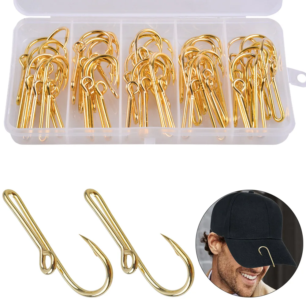 40Pcs-Vis-Haak-Hoed-Clip-Custom-Gekleurde-Goud-Zwarte-Hoed-Clip-Vis ...