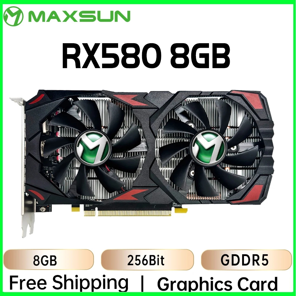 MAXSUN-AMD-RX580-Placas-gr-ficas-2048SP-8G-GDDR5-256bit-PCIE3-0-X16 ...