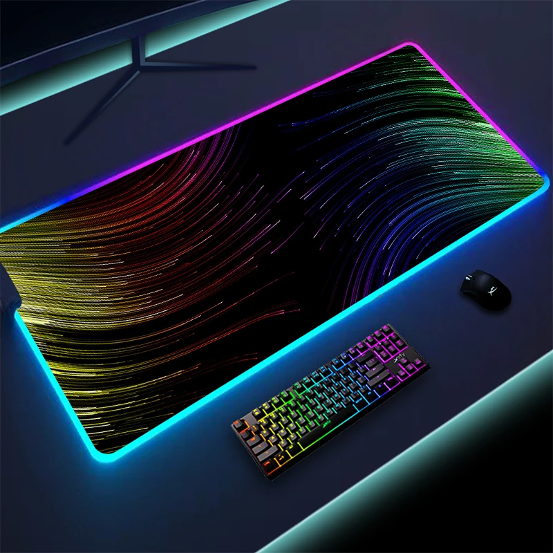 RGB Mouse Pad Colorful Art Gaming HD Print LED Extend Mouse Mat Locking ...
