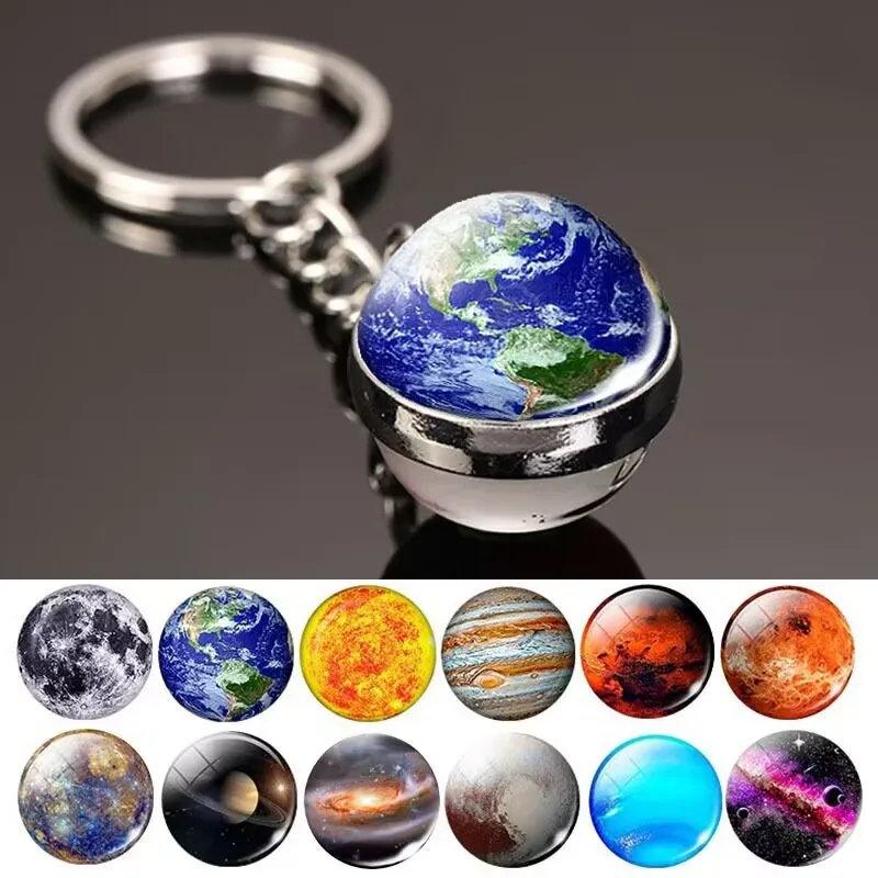 Glow In The Dark Solar System Planet Key Chain Nebula Luminous Key Ring ...