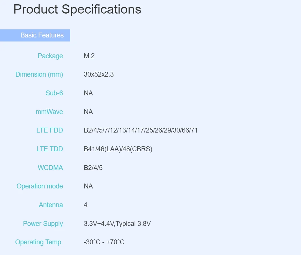 Новый оригинальный Fibocom NL952-NA M.2 Cat20 4G LTE Advanced Module B2 ...