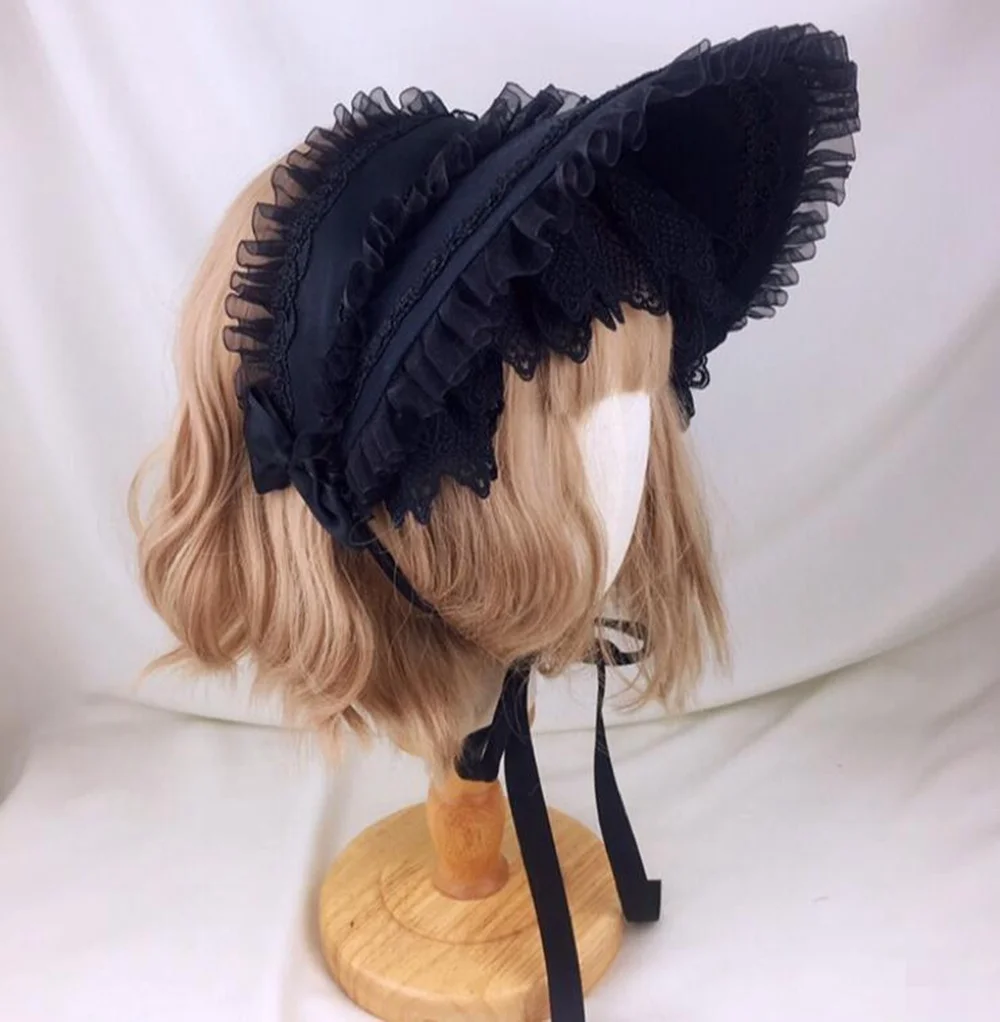 Lolita-Gothic-Bonnet-Hat-Vintage-Royal-Victorian-Cosplay-Headpiece-Lace ...