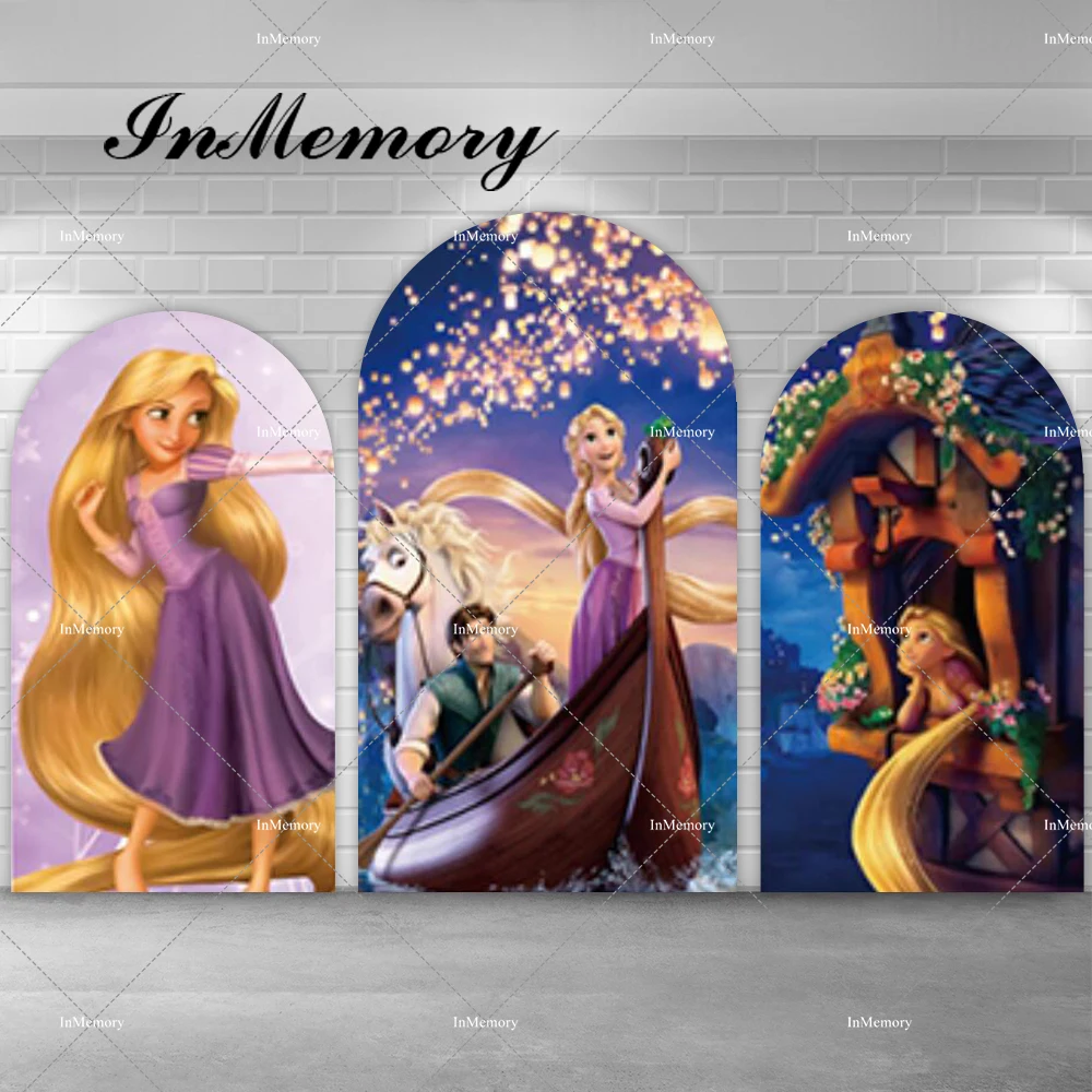 Princess Tangled Rapunzel Arch Backdrop Cover Girls Birthday Party ...