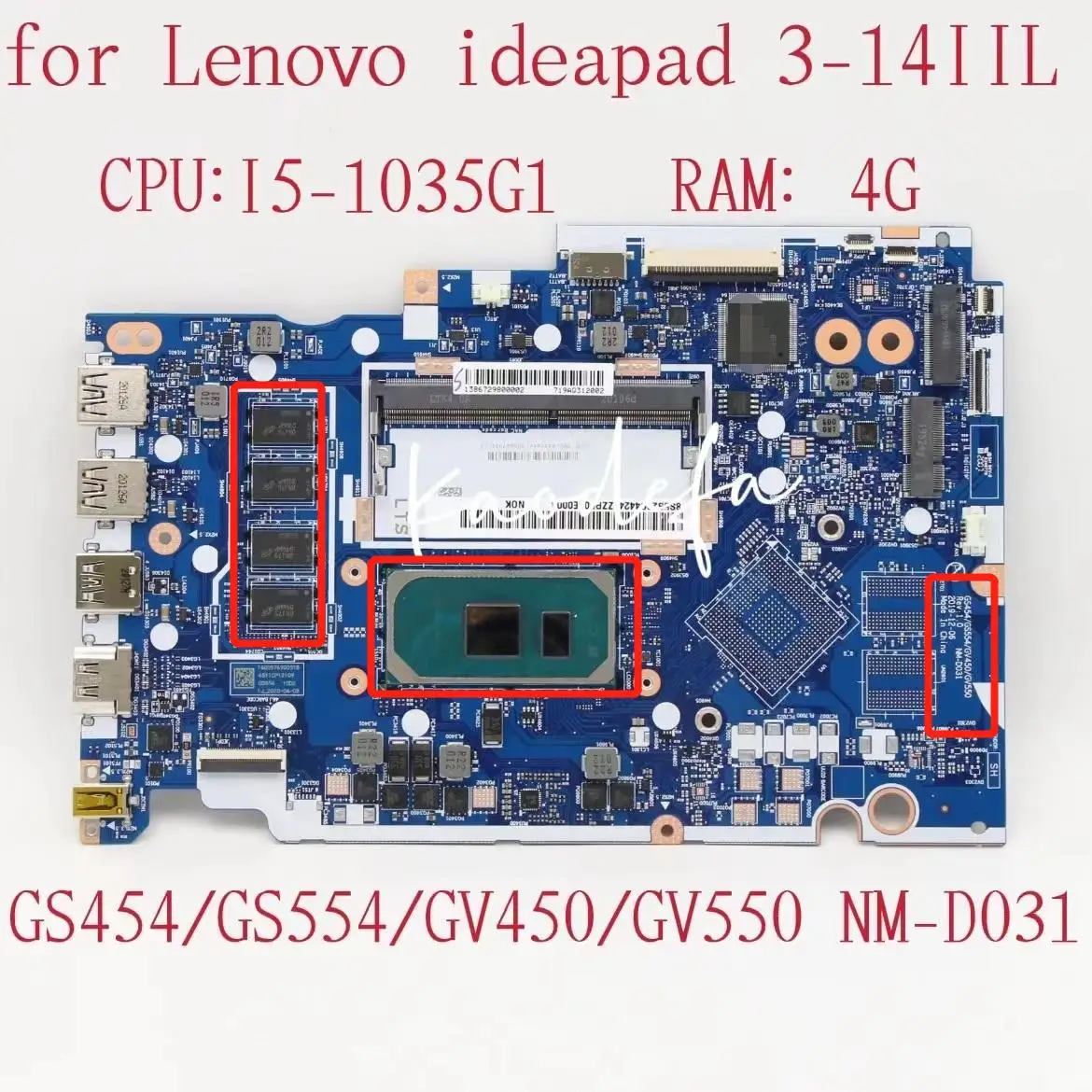 NM-D031 Mainboard for Ideapad 3-14IIL05 Laptop Motherboard CPU:I5 ...