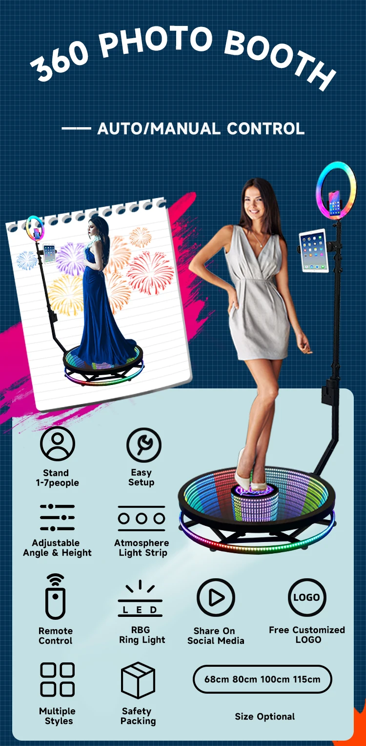 360 Photobooth Machine Led Mirror Glass Video Booth Rotary 360 115 ...