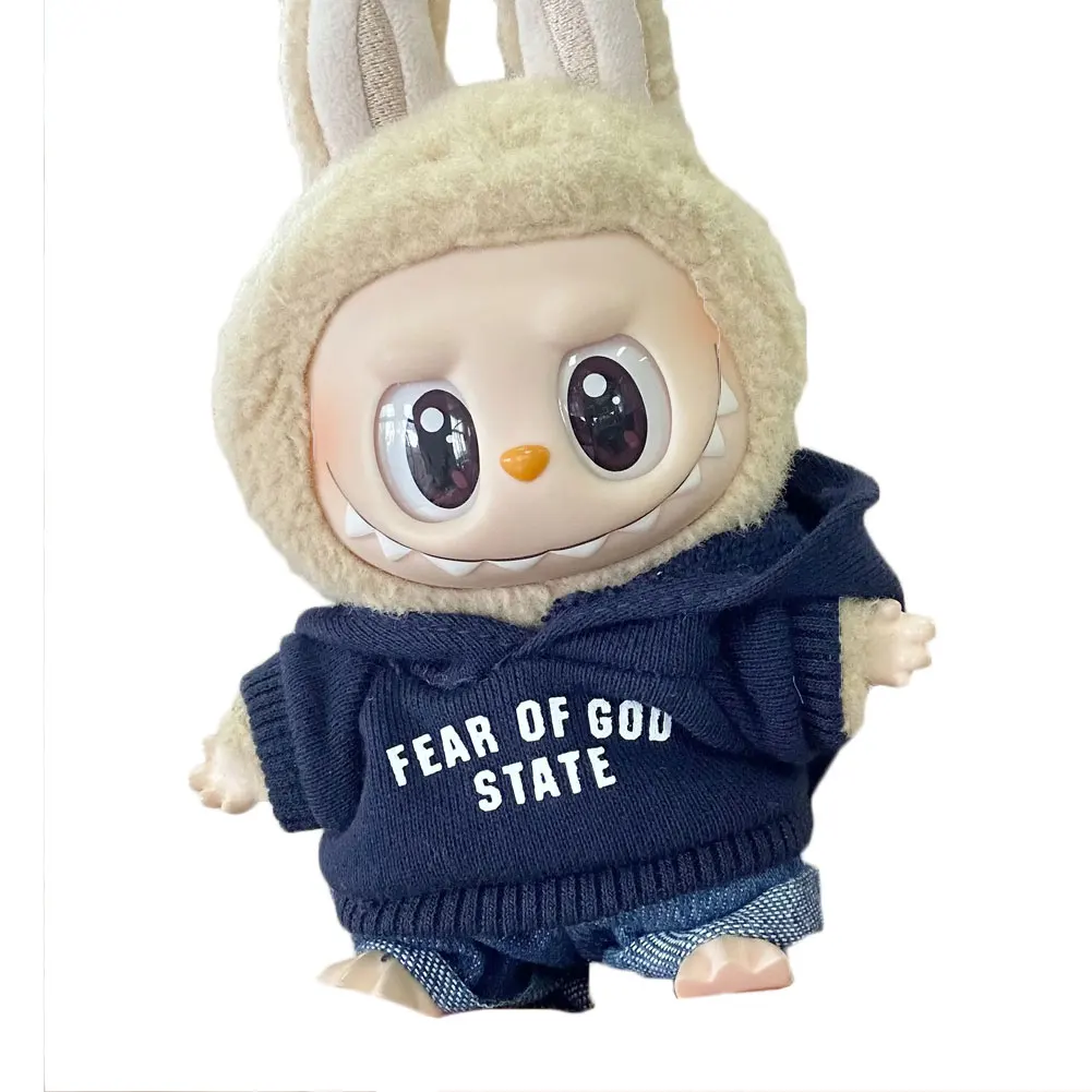 Nori 2Pcs Navy Blue Hooded Sweatshirt Jeans Set for 17cm Labubu Cotton ...