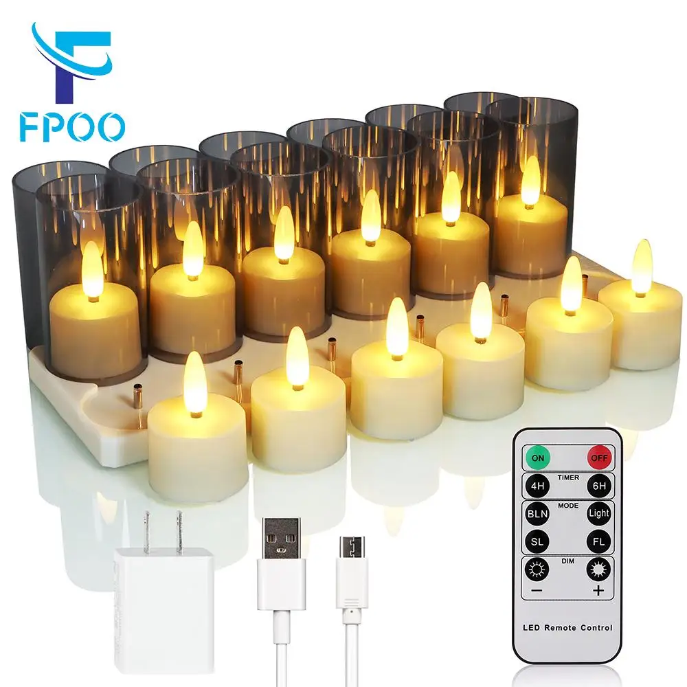 Led-Candle-Set-Rechargeable-Electronic-Flicker-Flameless-Candles-Lamp ...