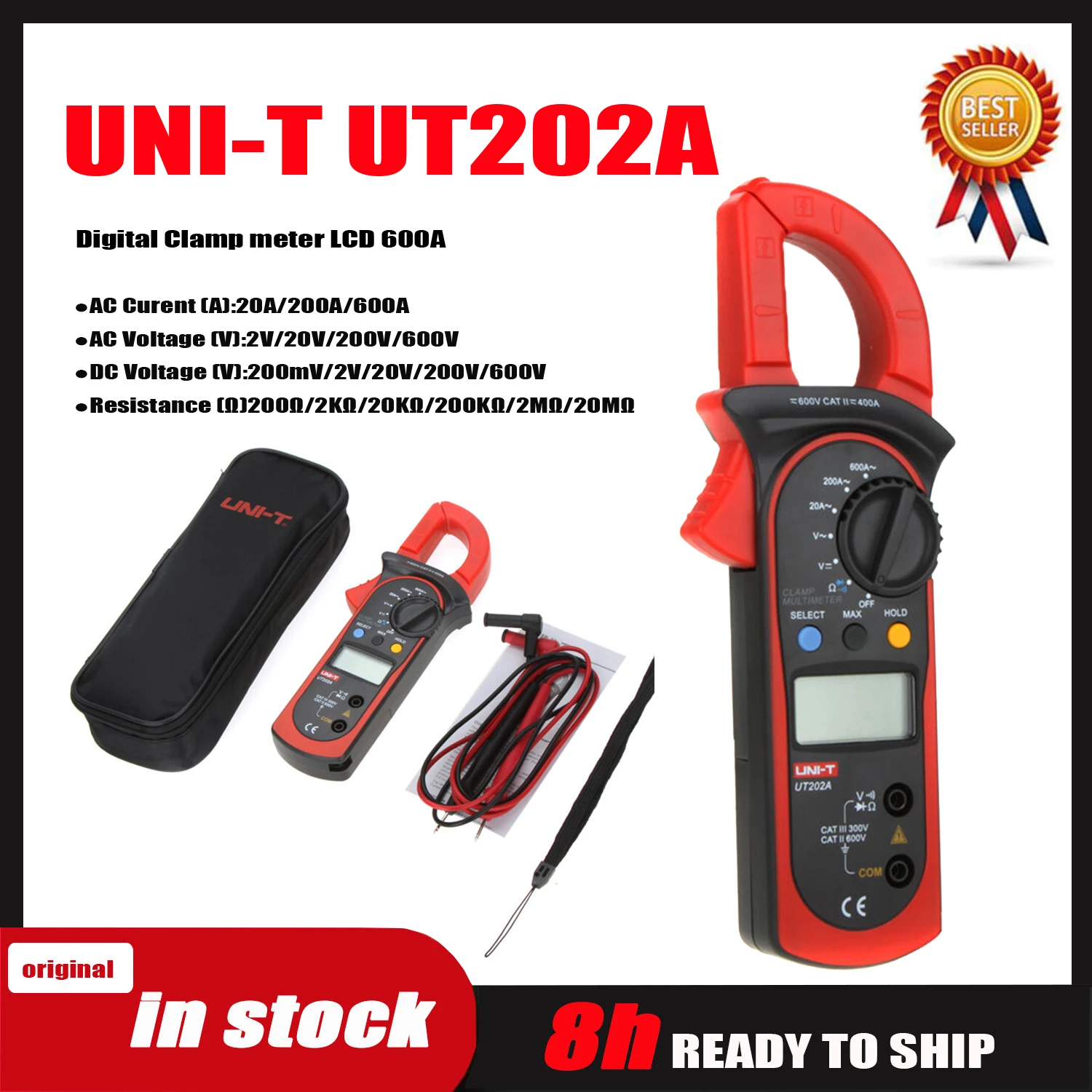 UNI-T-UT202A-Digital-Clamp-Meter-Multimeter-Voltage-Multimeter-High ...