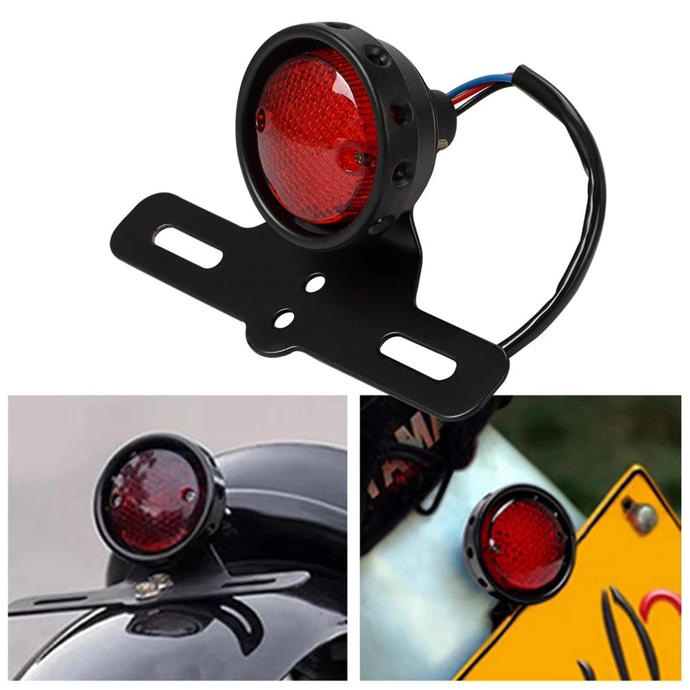 Motorcycle-Rear-Tail-Brake-Stop-Light-LED-Retro-Red-Lamp-W-License ...