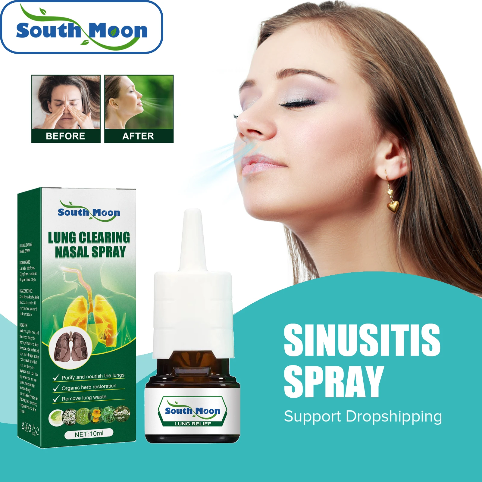 South-Moon-Nasal-Spray-Herbal-Lung-Cleanse-Detox-Allergic-Rhinitis ...