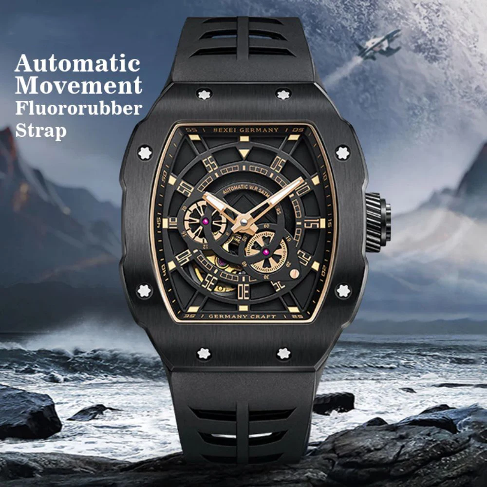 BEXEI-9069-automatic-mechanical-watch-for-men-luminous-skeleton-Synthetic-sapphire-Wrist-watch ...