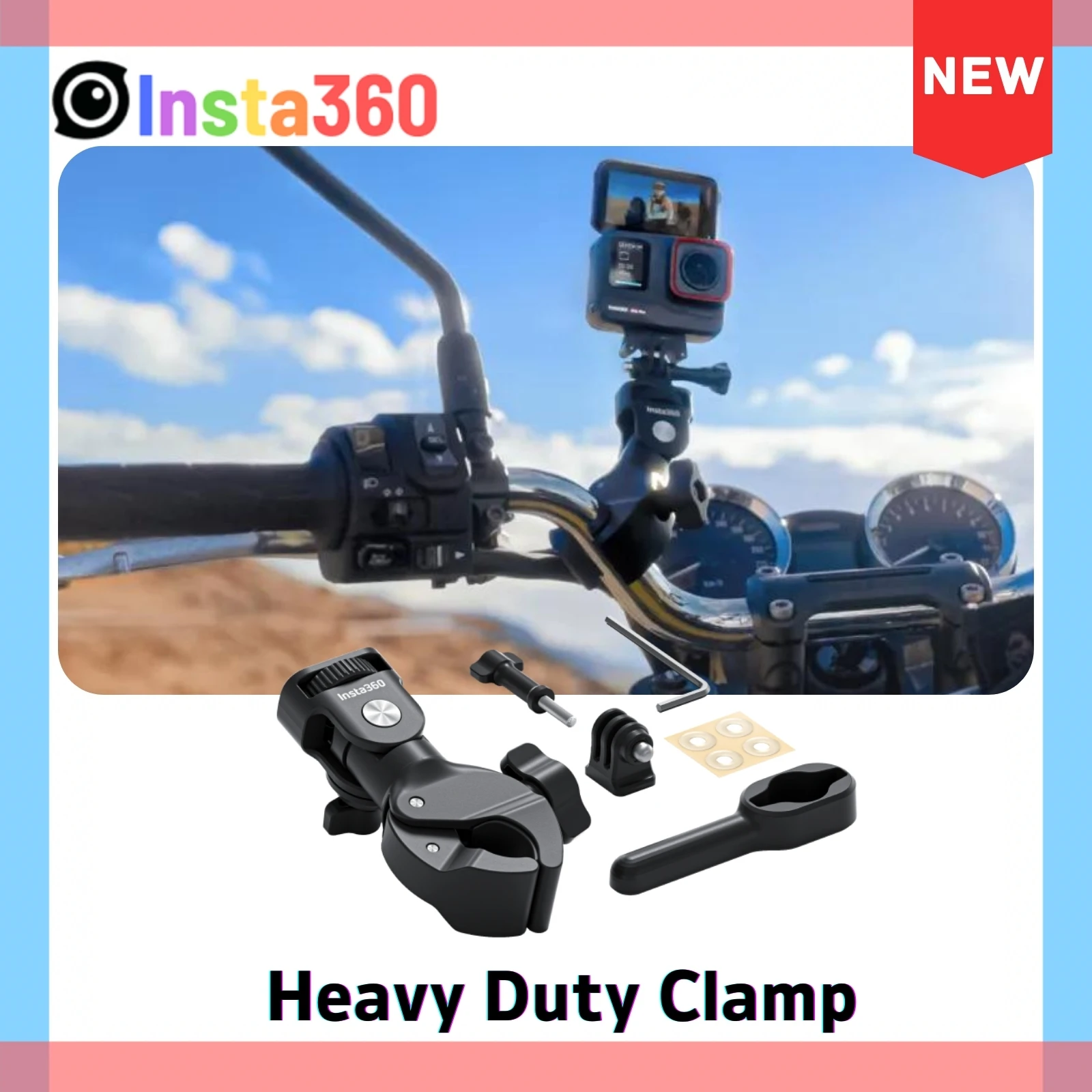 Insta360-X4-Heavy-Duty-Clamp-Motorcycle-Handlebar-Super-Clip-Claw-Mount ...