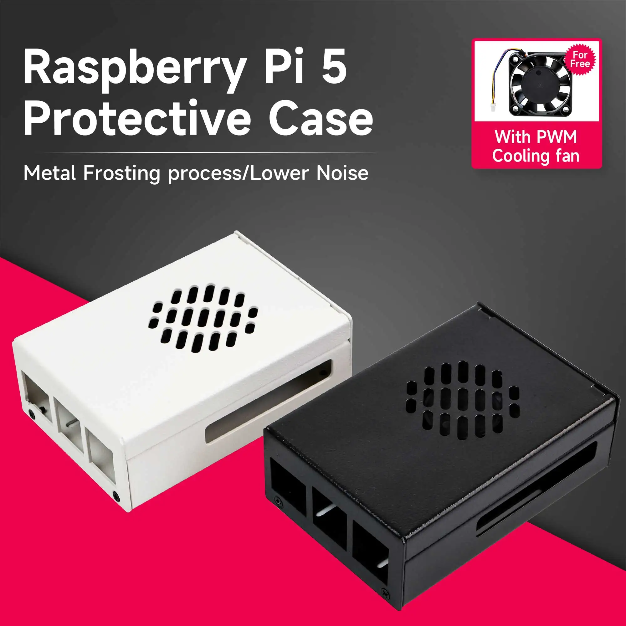 Raspberry-Pi-5-Metal-Case-Black-White-Optional-Free-PWM-Cooling-Fan ...